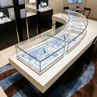 China Luxury Front Showcase in Mahogany Brown with Front Opening Soft-Close Doors and 5 Adjustable Glass Shelves for sale