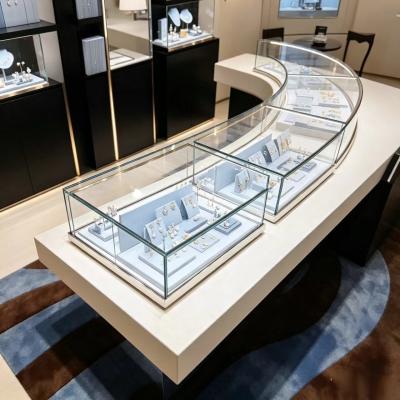 China Luxury Front Showcase in Mahogany Brown with Front Opening Soft-Close Doors and 5 Adjustable Glass Shelves for sale