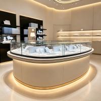 China Luxury Front Showcase in Mahogany Brown with Front Opening Soft-Close Doors and 5 Adjustable Glass Shelves for sale