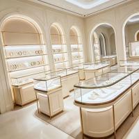 China Secure Key Lock Jewelry Counter With Tempered Glass And Stainless Steel Featuring Hidden LED Strip Lighting for sale