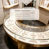 China 3 Adjustable Shelves Jewelry Display Counter with Tempered Glass and Stainless Steel Featuring Hidden LED Strip Lighting for sale
