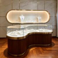 China Fixed Installation Jewelry Display Counter with Tempered Glass And Stainless Steel, Secure Key Lock, and 3 Adjustable Shelves for sale
