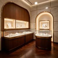 China Fixed Installation Jewelry Display Counter with Tempered Glass And Stainless Steel, Secure Key Lock, and 3 Adjustable Shelves for sale