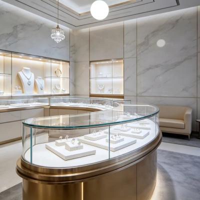 China Customized Shelf Dimensions Island Display Cabinet with 360° Panoramic Display and High Density White Velvet Base for sale