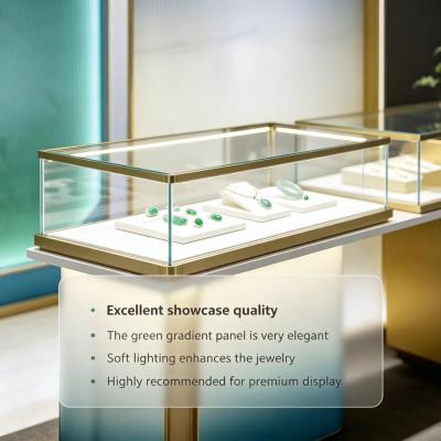 China Waterproof Island Display Cabinet with Round Island Design and Built-In Storage Drawers for Commercial Spaces for sale
