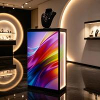 China Luxury Front Showcase with 5 Adjustable Glass Shelves Crafted from Tempered Glass and Solid Wood Featuring LED Lighting for sale