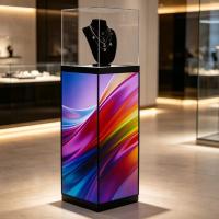 China Luxury Front Showcase with 5 Adjustable Glass Shelves Crafted from Tempered Glass and Solid Wood Featuring LED Lighting for sale