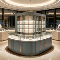China Customized Item Shape Wall Mounted Display Case with Top LED Spotlights And Strip Lighting and 50kg Per Shelf Weight Capacity for sale