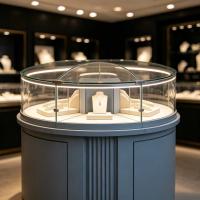 China Customized Item Shape Wall Mounted Display Case with Top LED Spotlights And Strip Lighting and 50kg Per Shelf Weight Capacity for sale