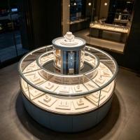 China Customized Item Shape Wall Mounted Display Case with Top LED Spotlights And Strip Lighting and 50kg Per Shelf Weight Capacity for sale