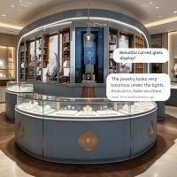 China Customized Item Shape Wall Mounted Display Case with Top LED Spotlights And Strip Lighting and 50kg Per Shelf Weight Capacity for sale