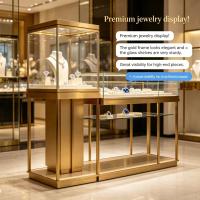 China Luxury Front Showcase with 5 Adjustable Glass Shelves Secure Magnetic Lock and LED Lighting for Clothing Display for sale