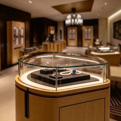 China Partial Assembly Needed Jewelry Retail Counter with Compact Watch Showcase in Black With Silver Accents for sale