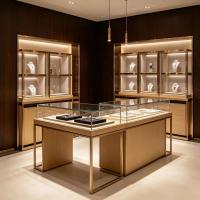 China Partial Assembly Needed Jewelry Retail Counter with Compact Watch Showcase in Black With Silver Accents for sale