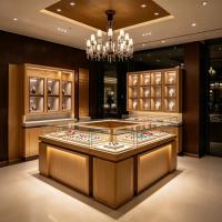 China Partial Assembly Needed Jewelry Retail Counter with Compact Watch Showcase in Black With Silver Accents for sale