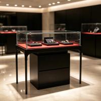 China Museum-Grade Island Display Cabinet with Large Lockable Storage and 360° Panoramic View for sale