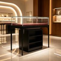 China Museum-Grade Island Display Cabinet with Large Lockable Storage and 360° Panoramic View for sale