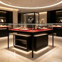 China Museum-Grade Island Display Cabinet with Large Lockable Storage and 360° Panoramic View for sale