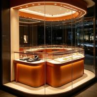 China Freestanding Island Display Cabinet with 360° Panoramic Display High-grade Natural Black Marble Finish and 100% Customizable Modular Layout for sale