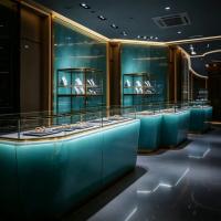 China High Security Locks Jewelry Display Table with Wood And Glass Materials and 12 Compartments for Elegant Retail Store Display for sale