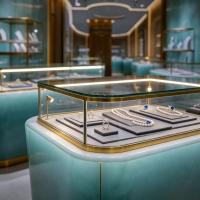 China High Security Locks Jewelry Display Table with Wood And Glass Materials and 12 Compartments for Elegant Retail Store Display for sale