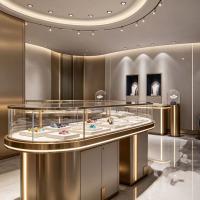 China 12 Display Compartments Jewelry Display Table with High-Security Locks and Built-in LED Strip Lighting for sale