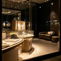 China 12 Display Compartments Jewelry Display Table with High-Security Locks and Built-in LED Strip Lighting for sale