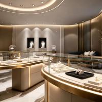 China 12 Display Compartments Jewelry Display Table with High-Security Locks and Built-in LED Strip Lighting for sale