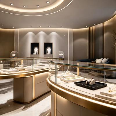 China 12 Display Compartments Jewelry Display Table with High-Security Locks and Built-in LED Strip Lighting for sale