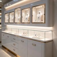 China Lockable Jewelry Display Table with Built-in LED Strip Lighting, High-Security Locks, and 12 Display Compartments for sale