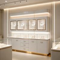 China Lockable Jewelry Display Table with Built-in LED Strip Lighting, High-Security Locks, and 12 Display Compartments for sale