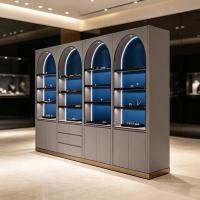 China Lockable Jewelry Display Table with Built-in LED Strip Lighting High-Security Locks and 4 Spacious Drawers for sale
