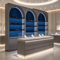 China Lockable Jewelry Display Table with Built-in LED Strip Lighting High-Security Locks and 4 Spacious Drawers for sale
