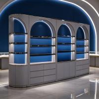 China Lockable Jewelry Display Table with Built-in LED Strip Lighting High-Security Locks and 4 Spacious Drawers for sale