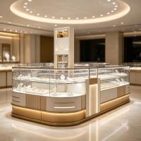 China Black With Silver Accents Jewelry Counter with White LED Luminous Base and Secure Lock With Key for Enhanced Display for sale
