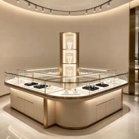 China 1350X600X960MM Jewelry Counter with C-Shaped Open Ring Display Layout and White LED Luminous Base for sale