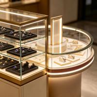 China 1350X600X960MM Jewelry Counter with C-Shaped Open Ring Display Layout and White LED Luminous Base for sale