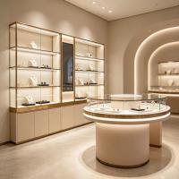 China 1350X600X960MM Jewelry Counter with C-Shaped Open Ring Display Layout and White LED Luminous Base for sale