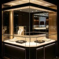 China Elegant Jewelry Boutique Design with Dimmable Lighting System and Shatter-resistant Tempered Glass Featuring 12 V Hidden Transformer for sale