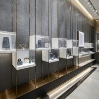 China Artificial Stone Finish Jewelry Counter with White LED Luminous Base and Secure Lock With Key for Elegant Showroom Display for sale