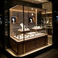 China 12 V Hidden Transformer Jewelry Shop Design with Shatter-resistant Tempered Glass and Customizable Furniture Back Options for sale
