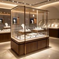 China 12 V Hidden Transformer Jewelry Shop Design with Shatter-resistant Tempered Glass and Customizable Furniture Back Options for sale