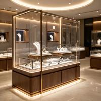 China 12 V Hidden Transformer Jewelry Shop Design with Shatter-resistant Tempered Glass and Customizable Furniture Back Options for sale