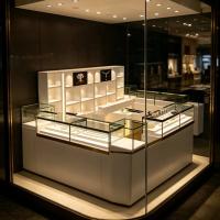 China Luxury Jewelry Store Layout with 7 Days Design Time, 1.1 Cubic Meters Volume, and Shatter-resistant Tempered Glass for sale
