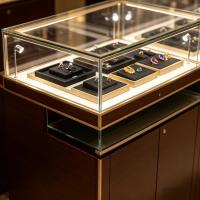China Ergonomic Jewelry Display Stand with 360° Rotatable Gold-Plated Frame and High Density Gray Velvet Lining for sale