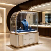 China Jewelry Display Table with Built-in Dimmable LED Lighting Low Counter Height and Velvet Lined Drawer for sale
