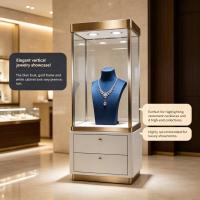 China Jewelry Display Table with Built-in Dimmable LED Lighting Low Counter Height and Velvet Lined Drawer for sale