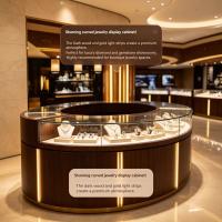 China Modern Jewelry Display Table with Tempered Glass, Built-in Dimmable LED Lighting and Velvet Lined Drawers for sale