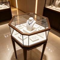 China Luxury Island Display Cabinet with High CRI LED Soft-Close Mechanism and Ultra-Clear Tempered Glass for Showrooms for sale