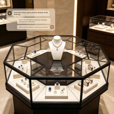 China Rust-proof Gold Metal Frame Jewelry Display Table with Built-in LED Strip Lighting and 4 Spacious Drawers for sale